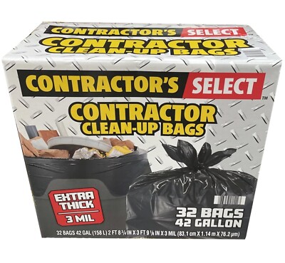 Contractor's Select Contractor Clean-Up Bags, Extra Thick, Black, 42 ...