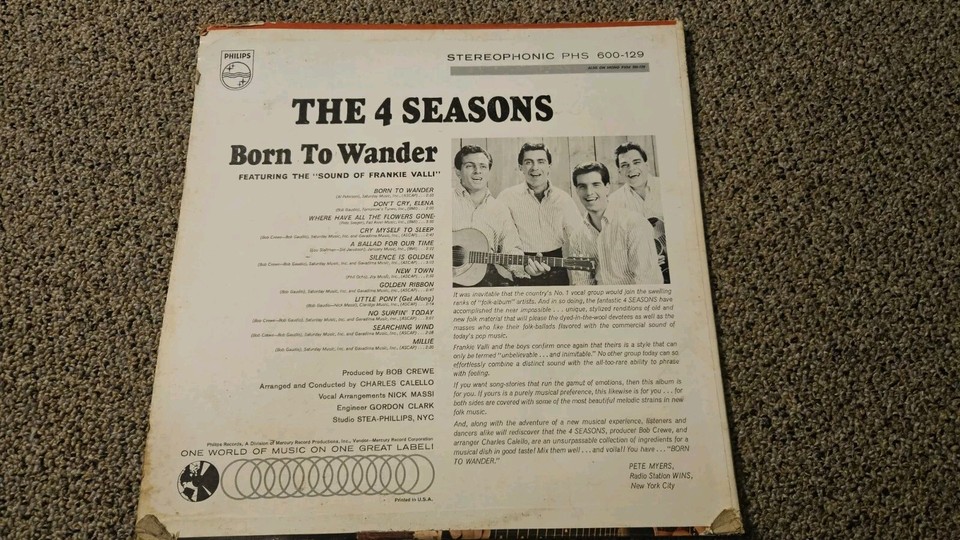 The 4 Seasons LP Born To Wander Philips PHM 200-129 VG+ Mono | eBay