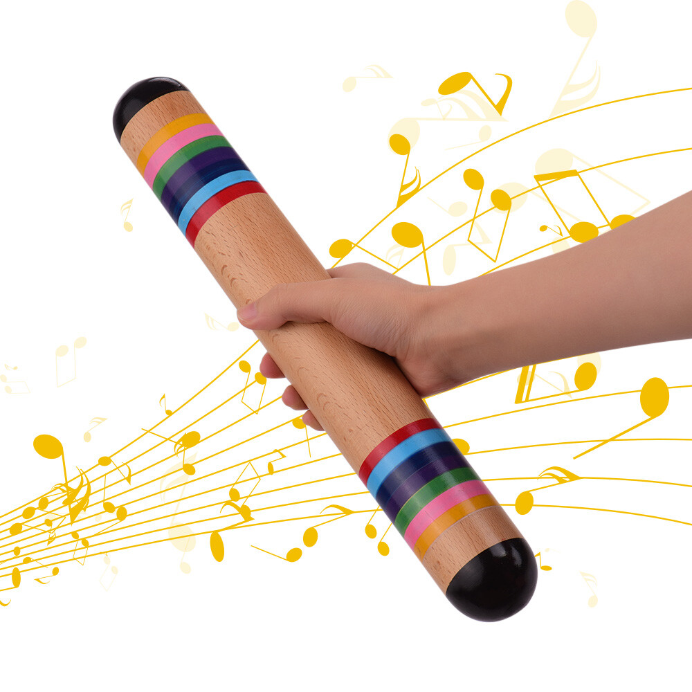 Wooden Rainstick Rainmaker Rain Shaker Musical Instrument Toy Rainbow ...