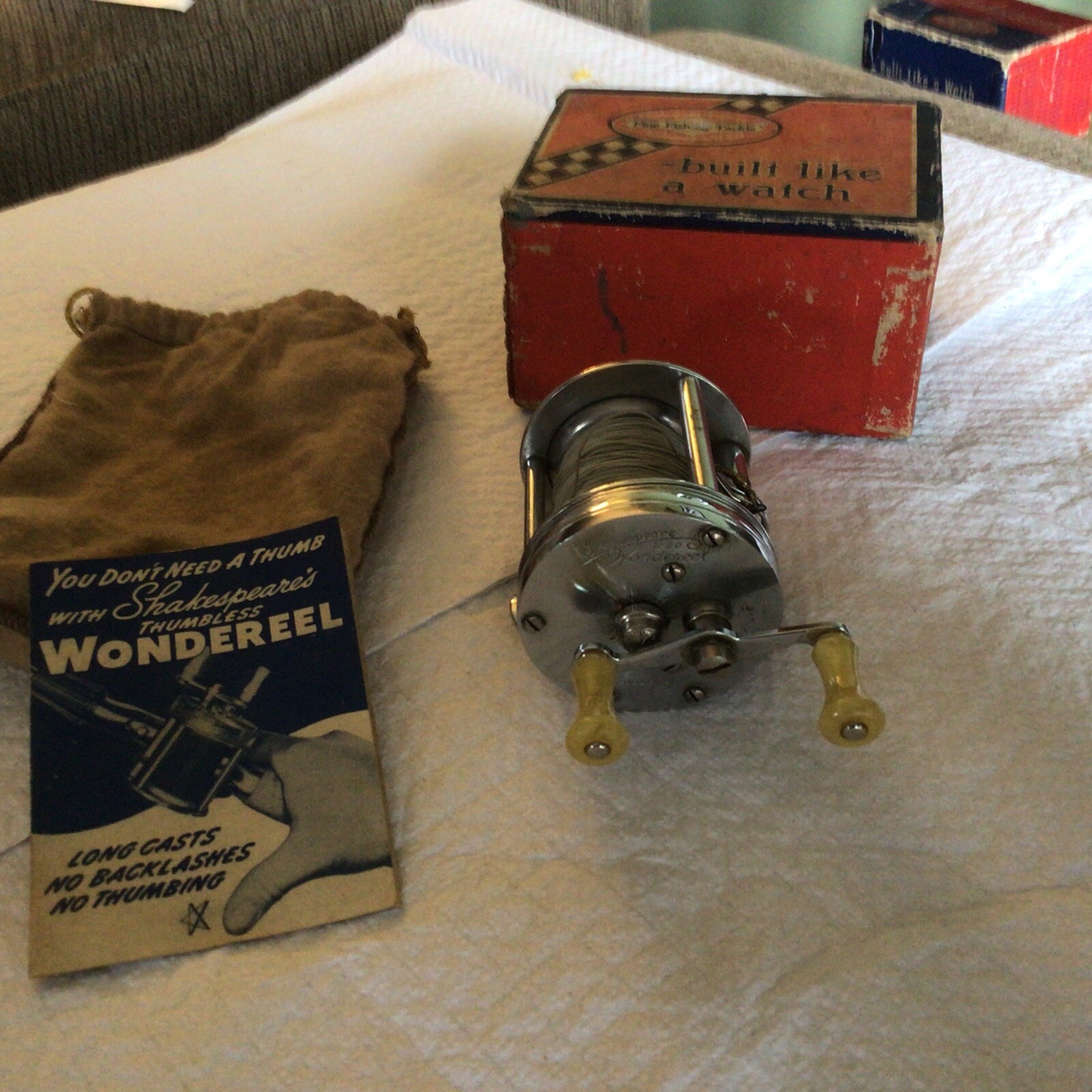 Vintage Shakespeare #1920 GE Wondereel Reel,w/orig.manual & cloth reel ...