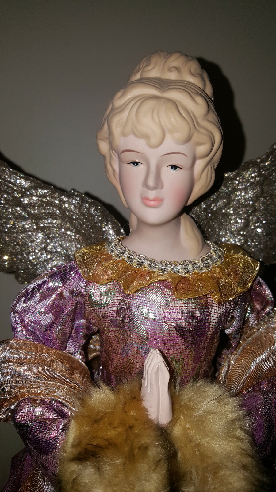 Cracker Barrel Angel Tree Topper, Porcelain head & hands lavender color ...