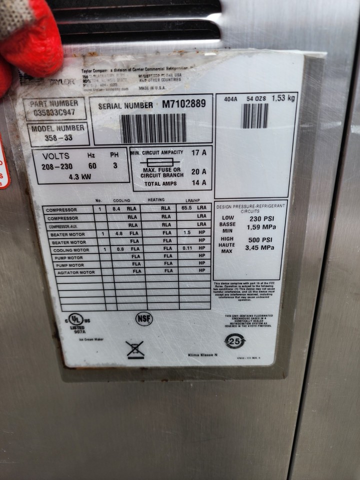2017 Taylor 358-33 Thick Shake Freezer 3 PHASE 208-230 VOLTAGE | eBay