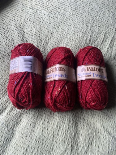 Patons SHETLAND CHUNKY TWEEDS Yarn DEEP RED #67532 , 3oz, 108 Yards | eBay