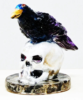Gothic Raven Skull Collectible - Handcrafted & Painted, Certificate of ...