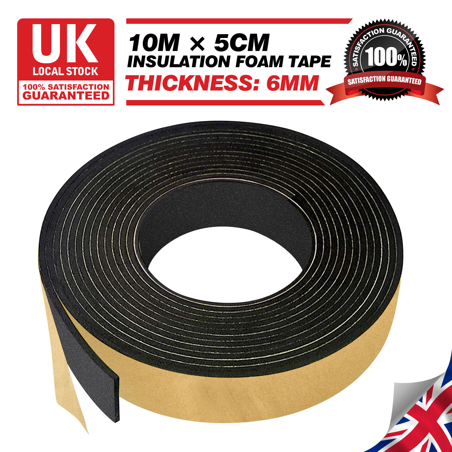 NEOPRENE sponge self adhesive insulation foam tape strip 50mm x 6mm x ...