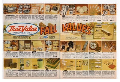 2 Page 1970s mag print ad TRUE VALUE Hardware Store FALL VALUES flyer ...