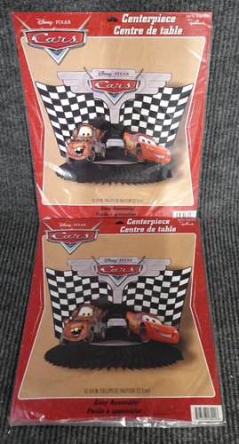 Pair NEW Sealed Hallmark Party Disney Pixar CARS Table Centerpiece 12 3 ...