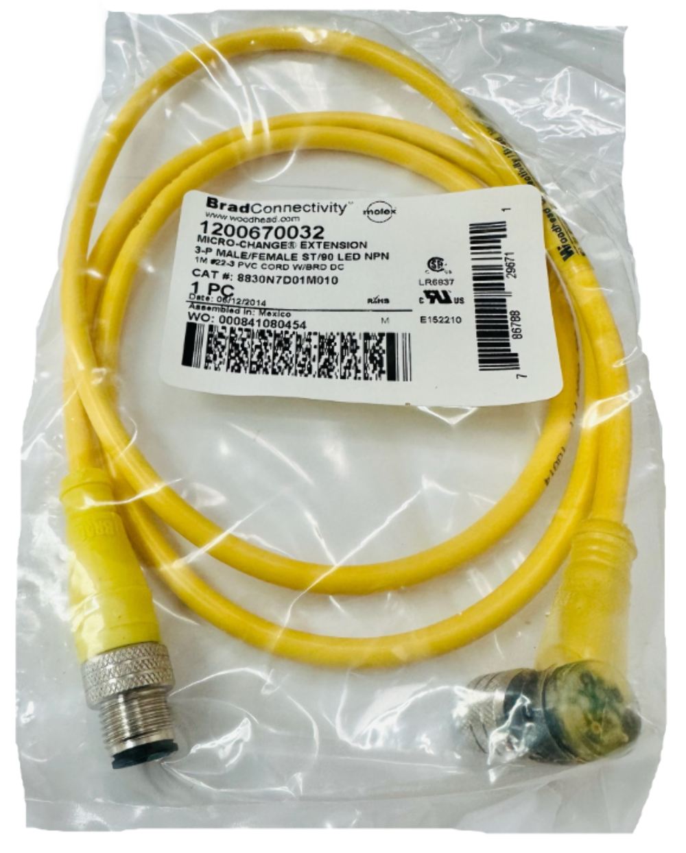 1200670032 Sensor Cables / Actuator Cables MIC 3P M/MFE 1M ST/90 NPN ...