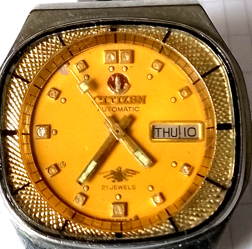 Citizen 🍊 orange vintage automatic Japan wristwatch. Rare 71-2176. 21 ...