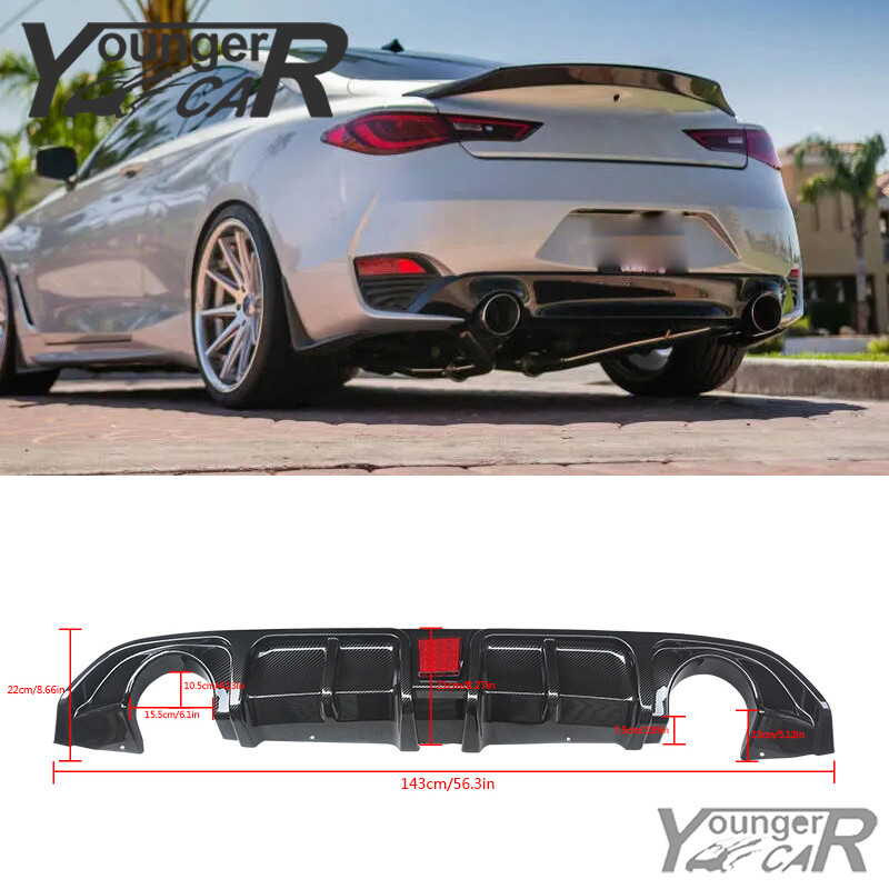 NEW Carbon Fiber Rear Bumper Diffuser Lip for Infiniti Q60 2017-2022 W ...