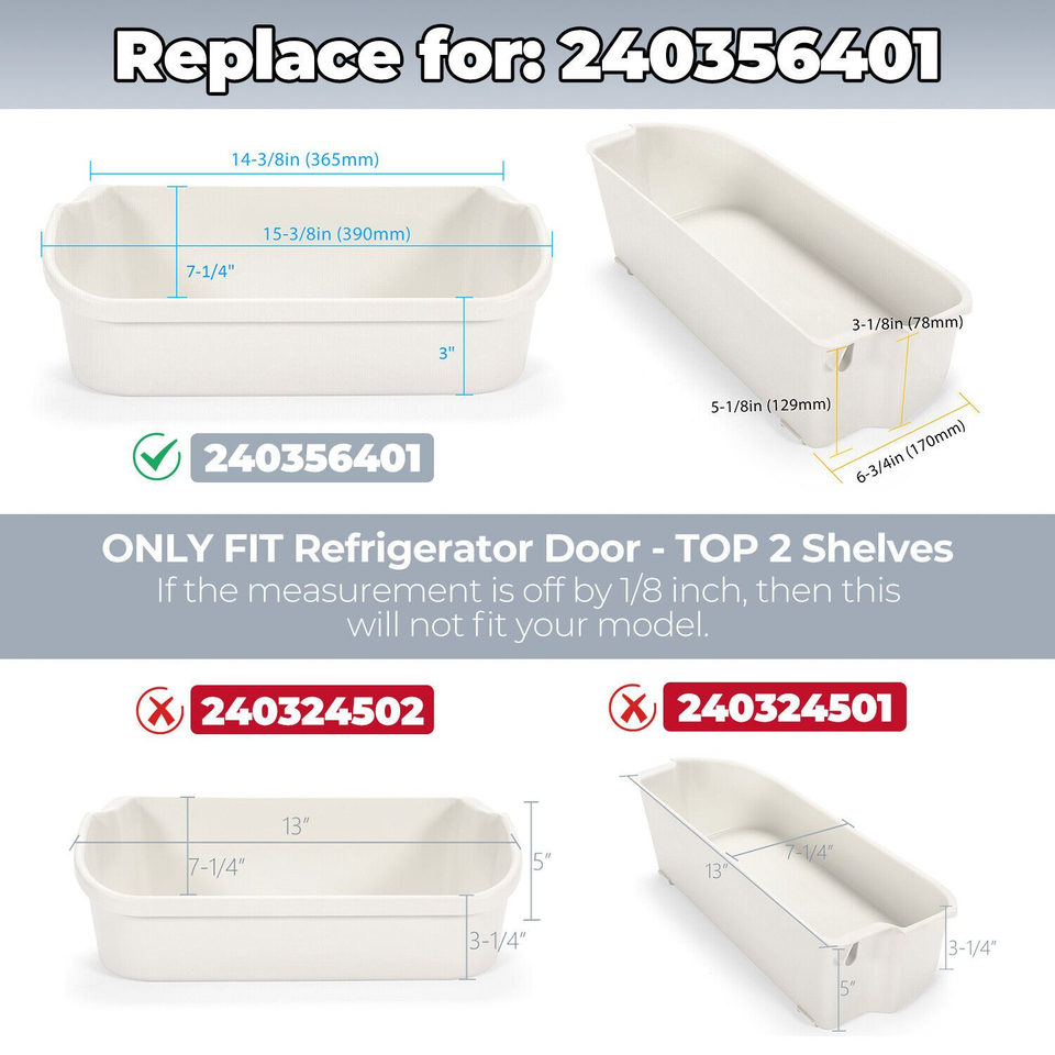 New 2 pack White Gallon Door Bin For Frigidaire Refrigerator 240356401 ...