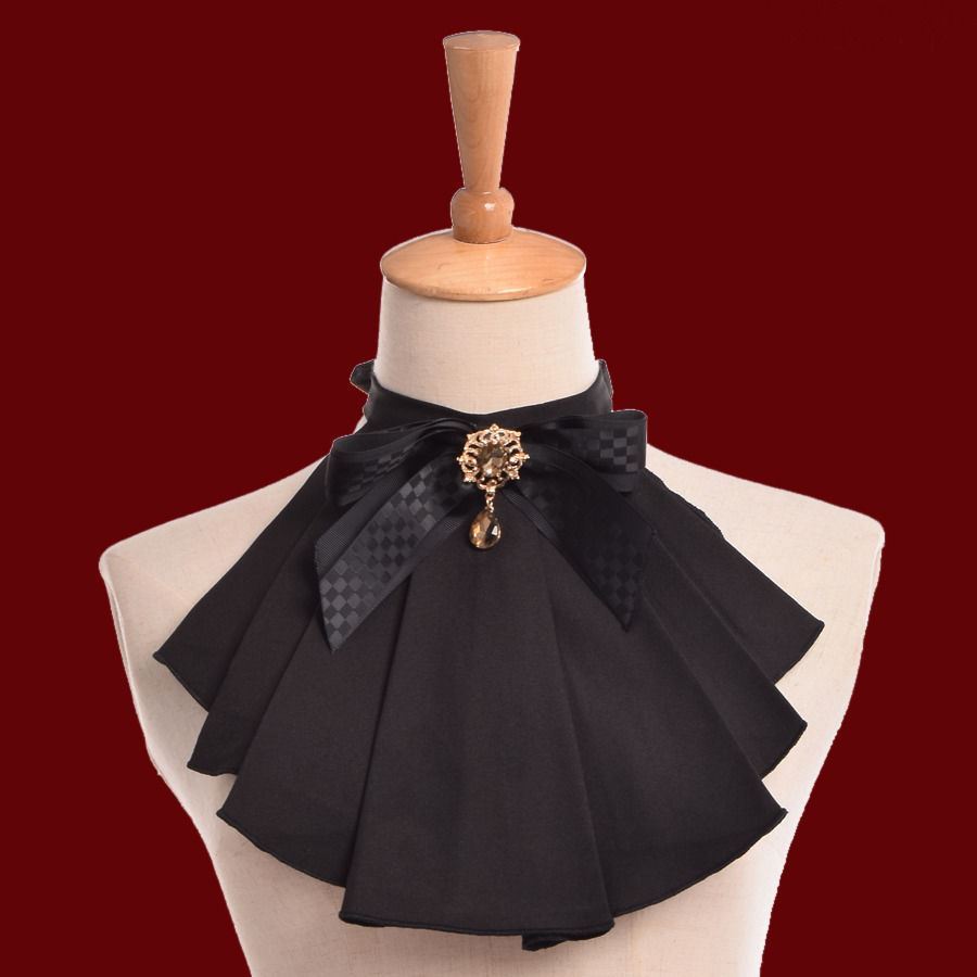 Women Jabot Neck With Bowknot Victorian Ruffles Collar Retro Chiffon ...