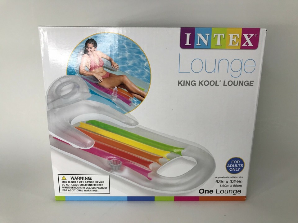Intex King Kool Swimming Pool Lounger with Headrest & Cupholder ...