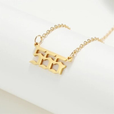 Gold 555 Angel Number Necklace, Jewelry Charms Minimalist Stainless ...