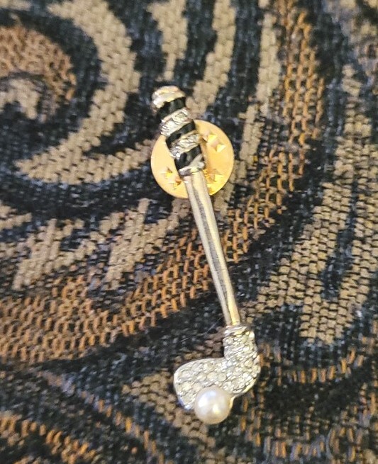 2" Gold Tone Faux Pearl & Rhinestone Golf Club Pin / Brooch | eBay