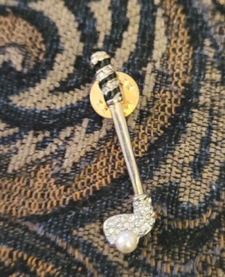 2" Gold Tone Faux Pearl & Rhinestone Golf Club Pin / Brooch | eBay