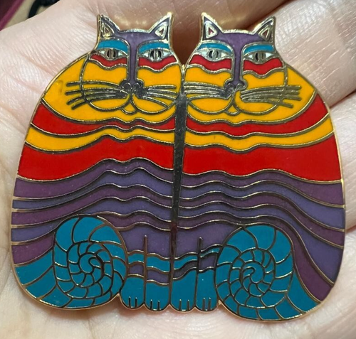 Vintage Laurel Burch Rainbow Twin Cats Pin Brooch RAINBOW CATS | eBay