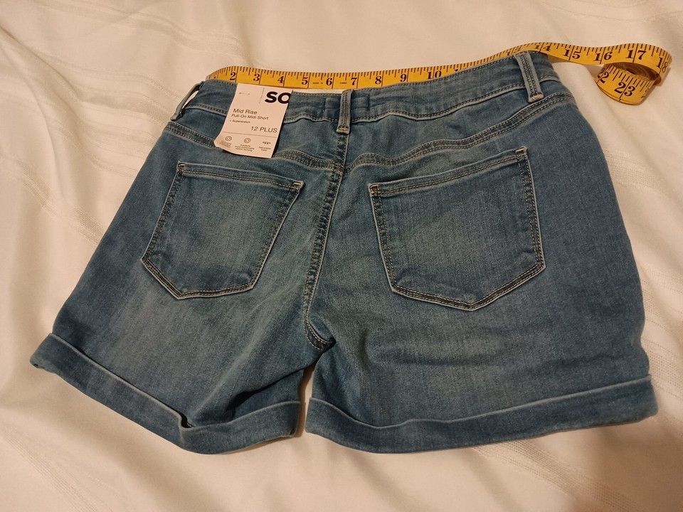 SO Kohl's Girls Denim Rolled Cuff Shorts Size 12 Plus NWT Stretch ...
