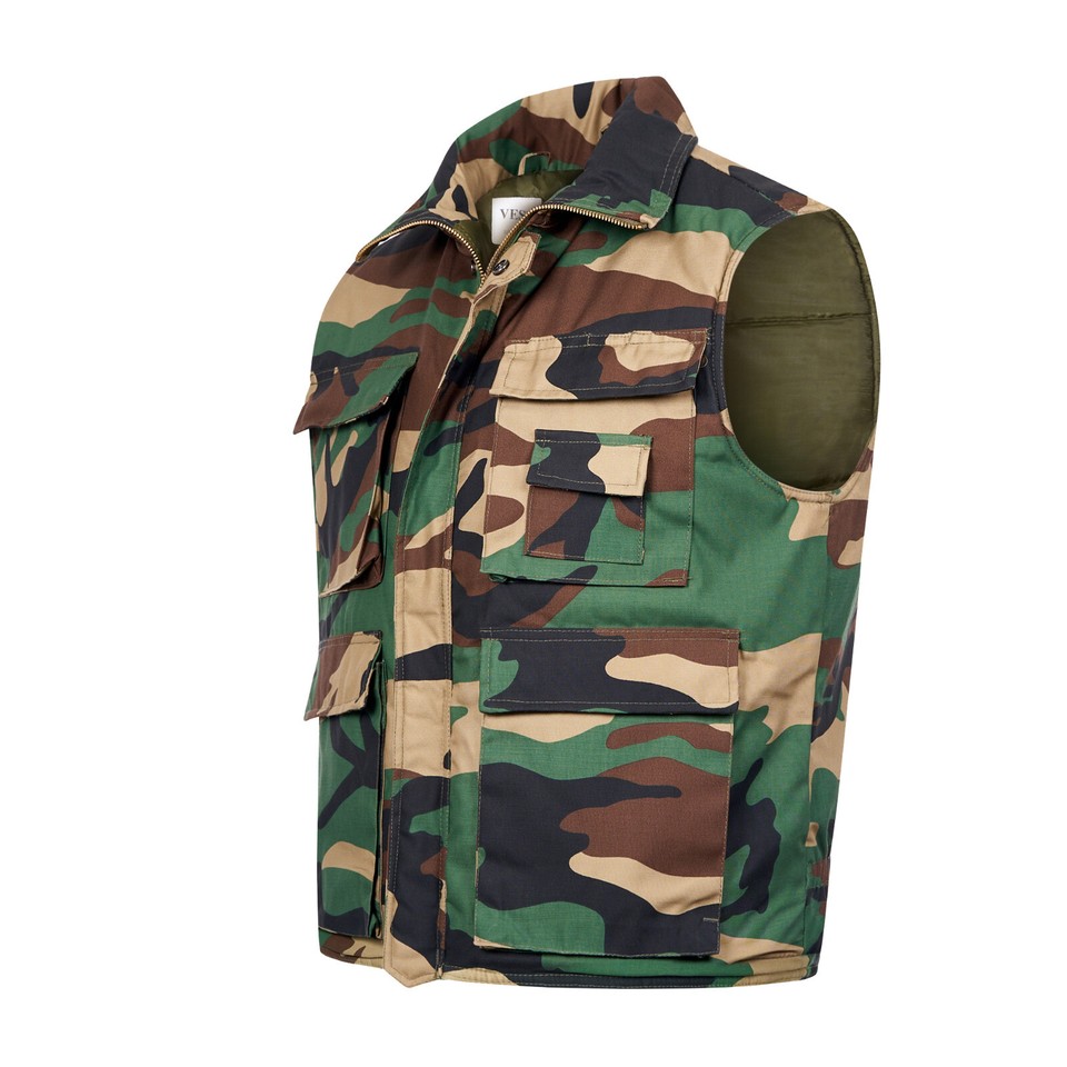 Padded Body Warmer Fishing Hunting Shooting Army Combat Multi Pocket ...
