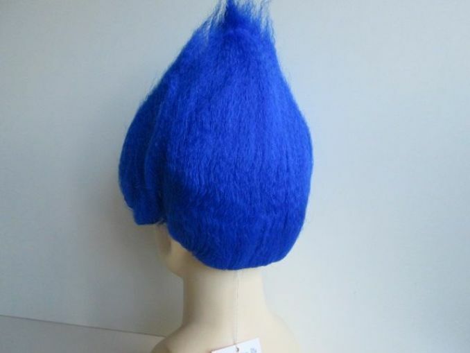 DELUXE ADULT TROLL WIG THING ONE TWO GNOME CLOWN COSTUME TROLLS BLUE ...