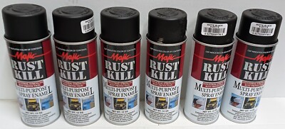 6 Cans Spray Paint Rust Kill Matte Black Spray Enamel Industrial ...