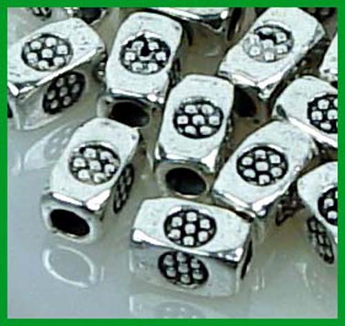 20 Antique Silver Pewter Imprint Tube Cuboid Beads 6x4mm | eBay