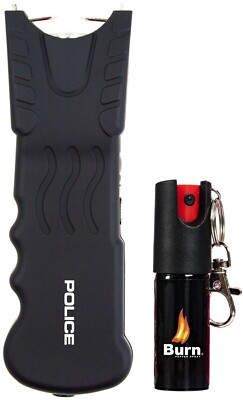 POLICE Stun Gun Burn Pepper Spray Self Defense Combo - 916 Black | eBay
