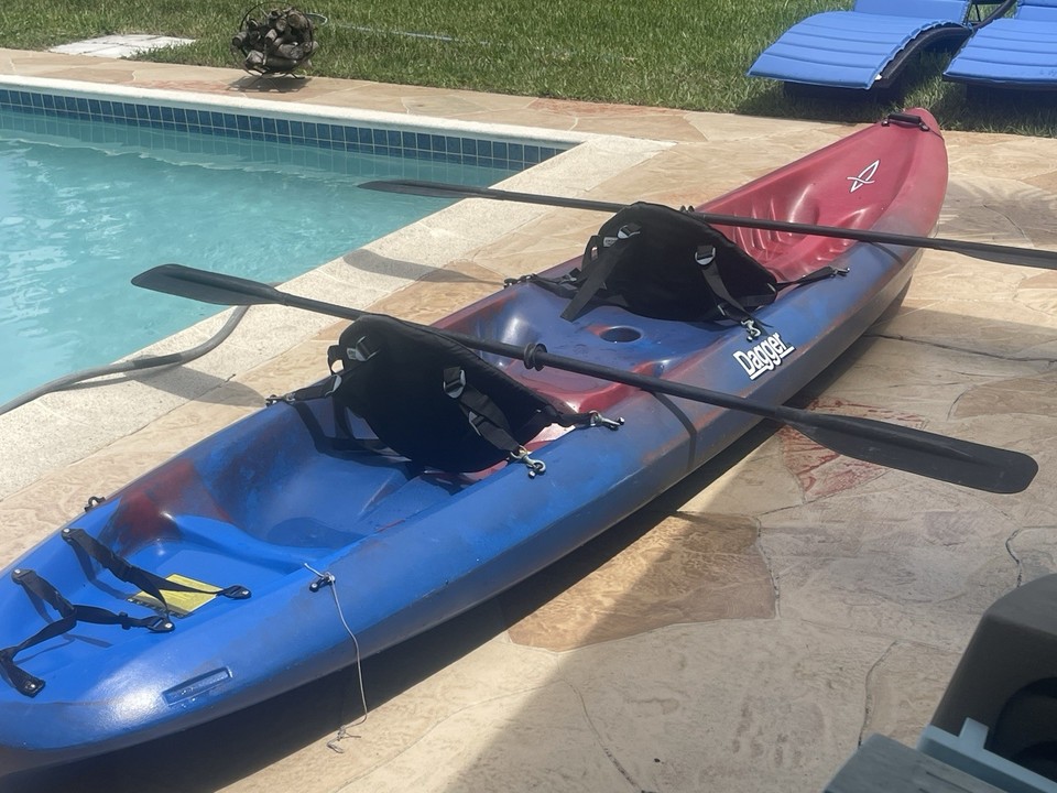 13ft Dagger Great Cayman Kayak 2 Seaters Backrests + Paddles Used Good ...