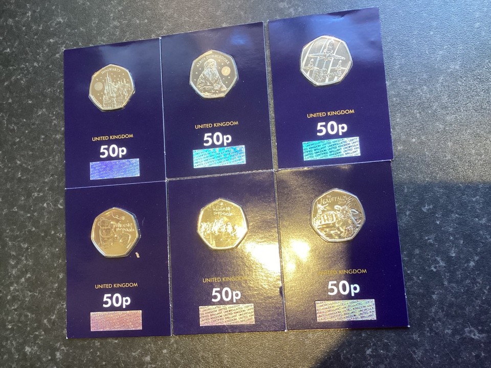 SIX different 50p coins. Inc Harry Potter, Red Arrows, Gruffalo and ...