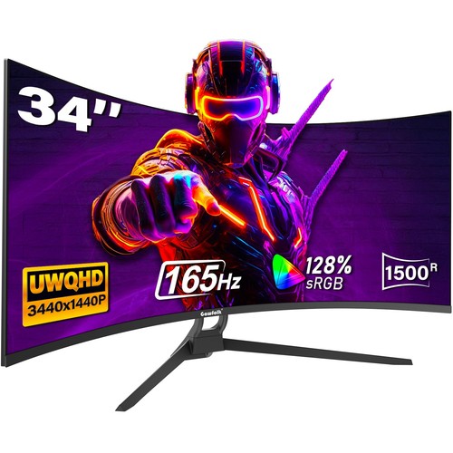 34 Inch Ultrawide Curved Gaming Monitor, 1500R PC Screen 165hz UWQHD 4K ...