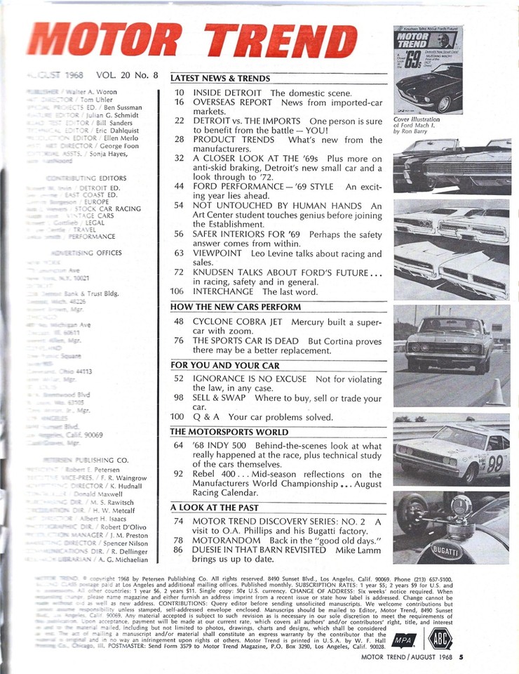1969 new cars, Chevrolet Ford Chrysler AMC Mercury more in vintage ...