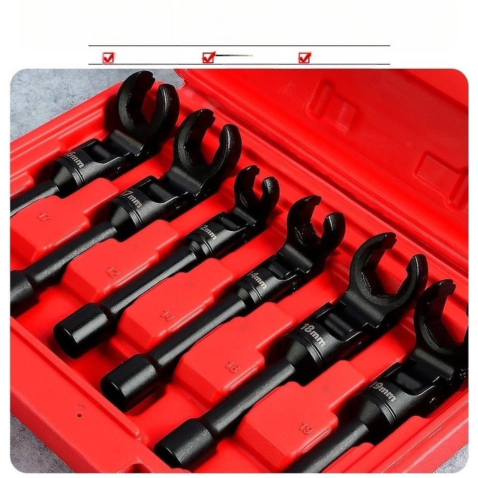 Fuel Line Wrench Alloy Construction 180° Adjustable Head Ratchet ...