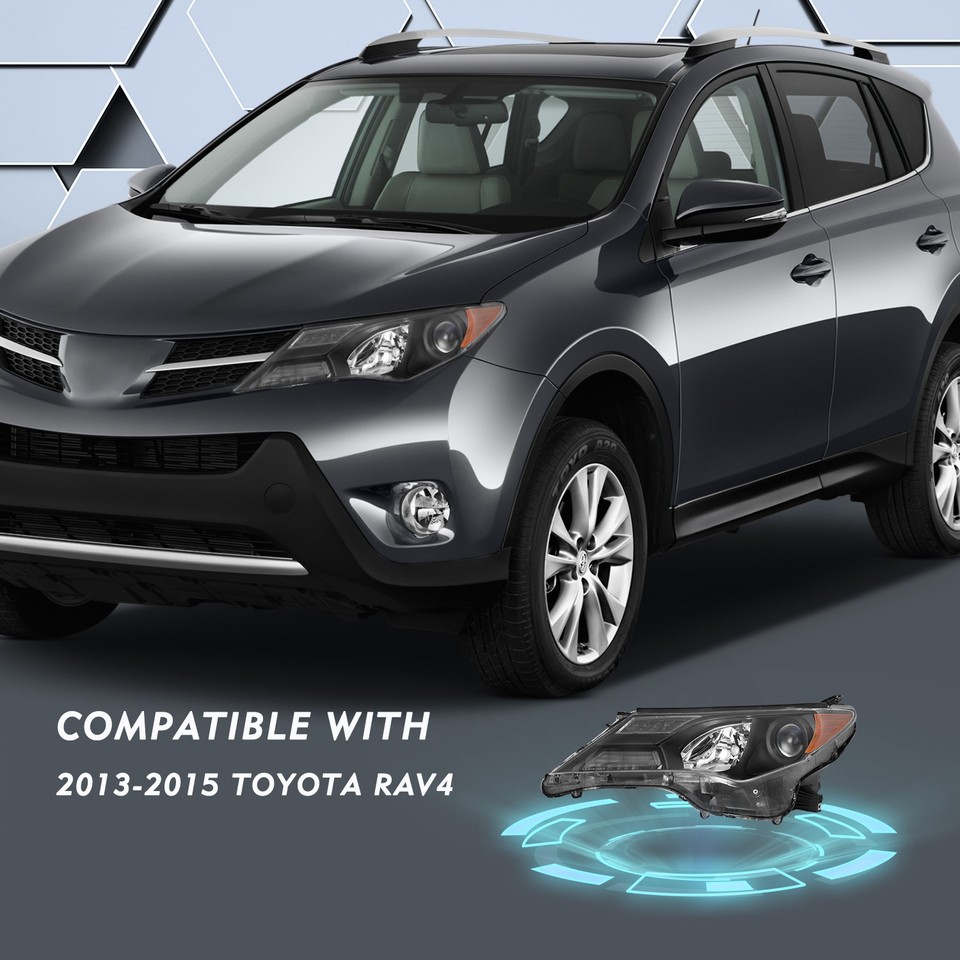 For 2013 2014 2015 Toyota RAV4 RAV-4 Black Headlights Assembly ...