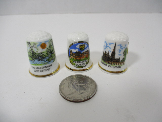 (3) British Made Bone China THIMBLES, THIMBLE, England, Salisbury ...