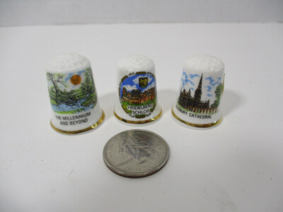 (3) British Made Bone China THIMBLES, THIMBLE, England, Salisbury ...