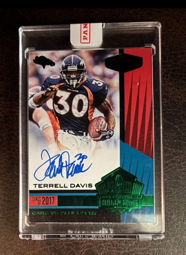 TERRELL DAVIS 2017 PANINI PLATES & PATCHES HOF EMERALD AUTOGRAPH CARD ...