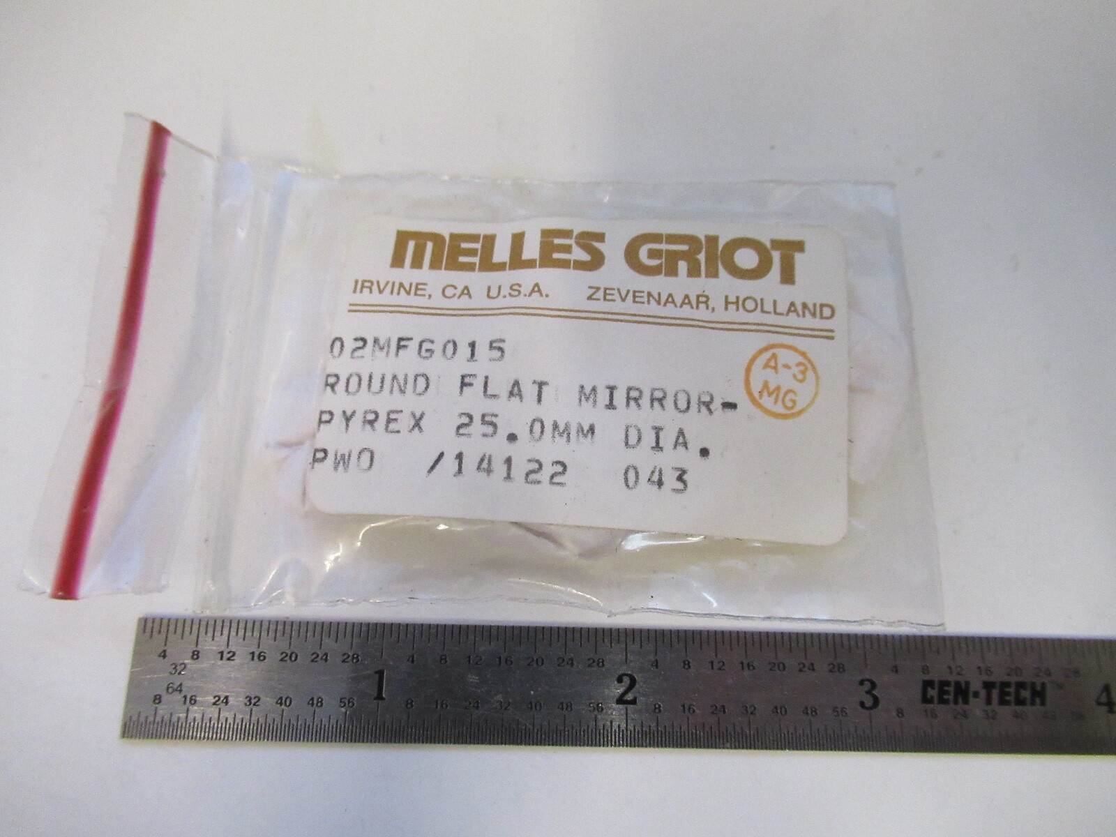 OPTICAL MELLES GRIOT FLAT MIRROR PYREX LASER OPTICS AS PICTURED &A9-A ...