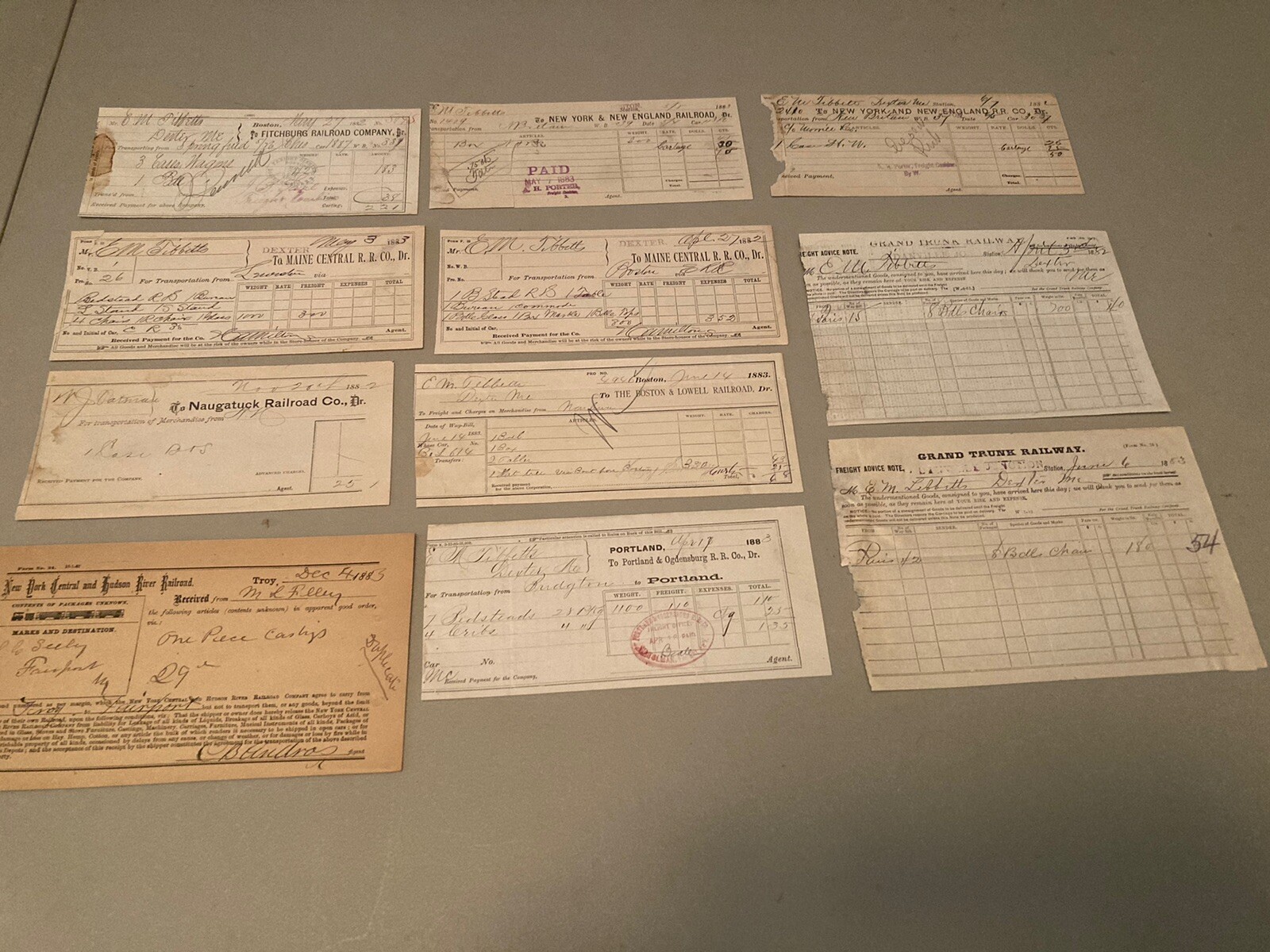 1880’s Railway Freight Receipts NY, ME, MA Lot of 11 Pcs | eBay