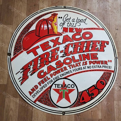 TEXACO FIRE-CHIEF PORCELAIN ENAMEL SIGN 30 INCHES ROUND | eBay