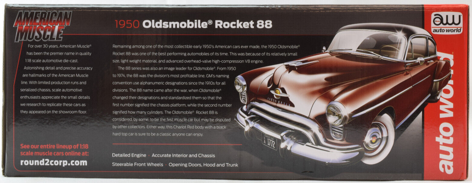 Auto World American Mus 1950 Oldsmobile Rocket 88 1:18 Diecast Car ...