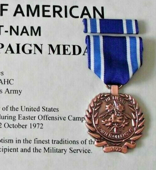 Viet Nam Vetnam 1972 Easter Offensive Medal & Ribbon in Medal Display ...