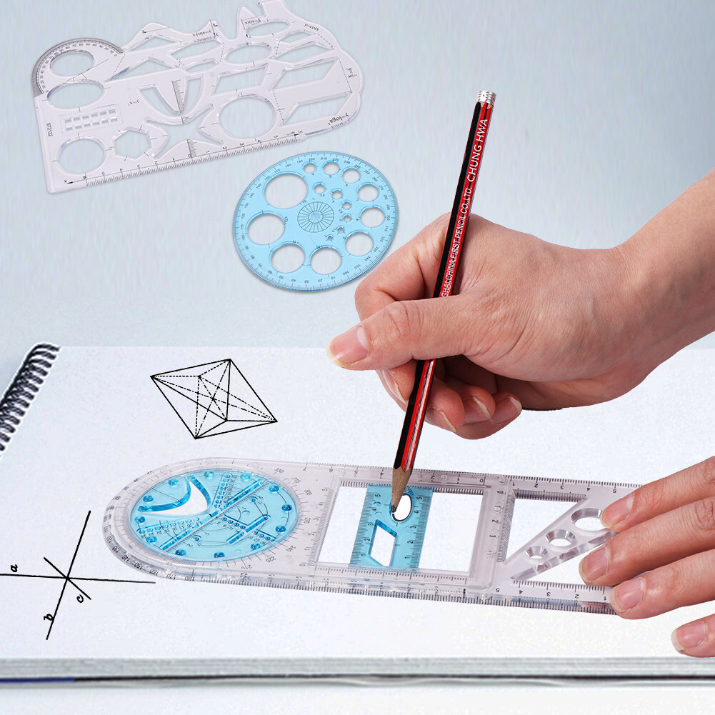 3pcs Geometric Ruler Set Multifunctional Tool DIY Creation Drawing ...