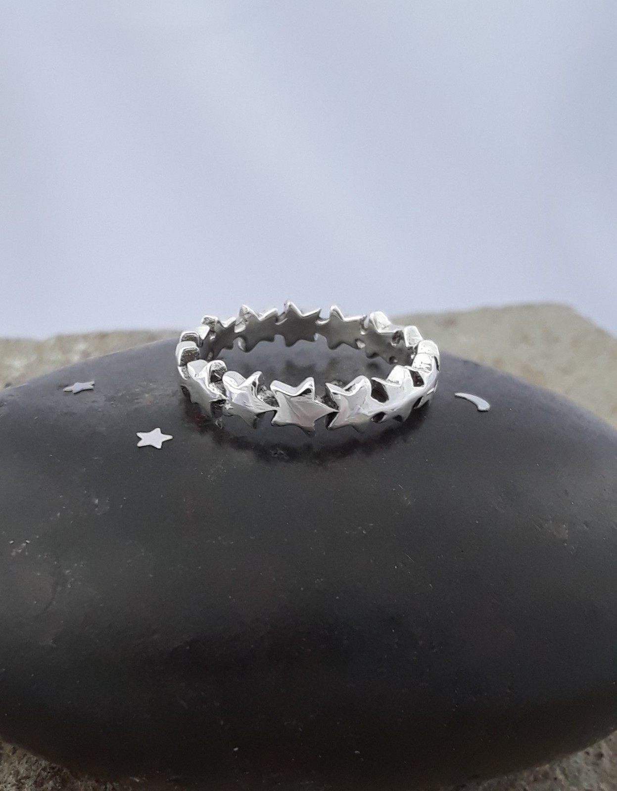 Star Ring, Sterling Silver Connected Stars Ring, Moon and Star Jewelry ...