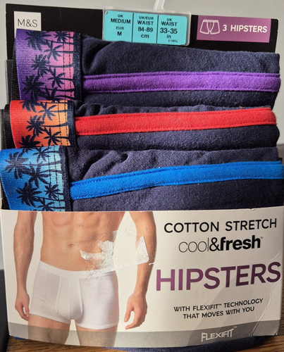 Marks & Spencer 3 Pack Cotton Stretch Hipsters Cool & Fresh Size Medium ...