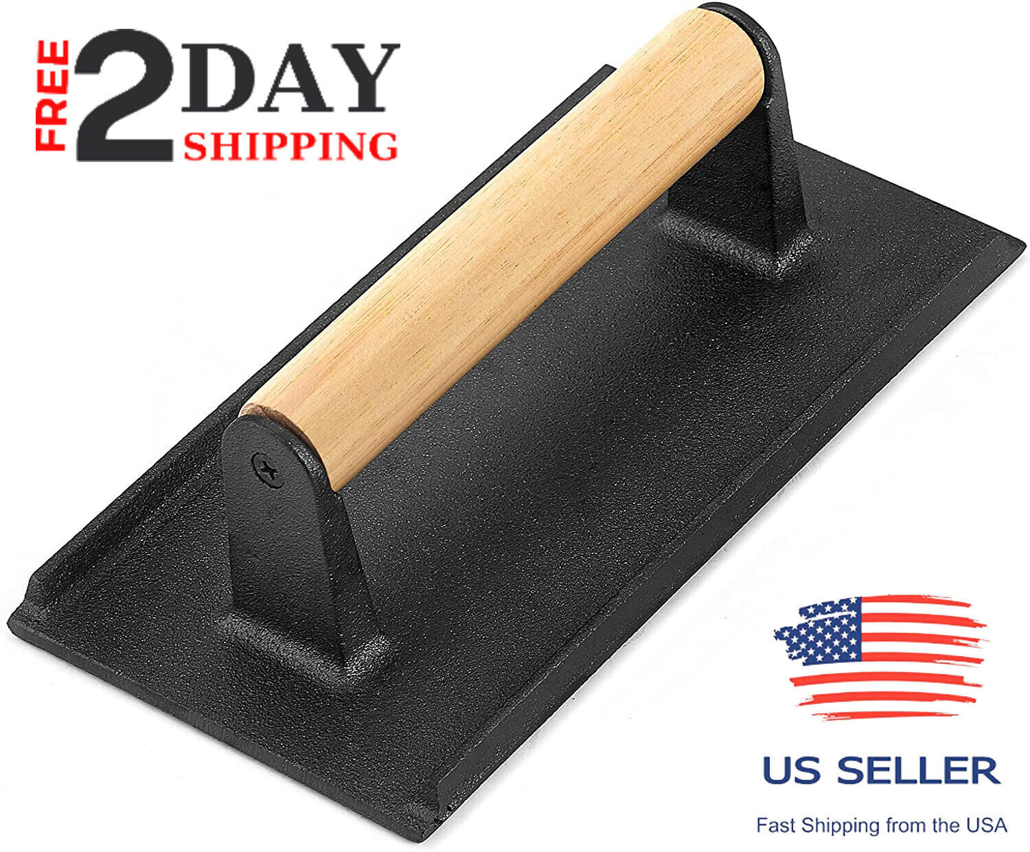 Cast Iron Grill Press Weight Steak Burger Press Griddles Flattops Bacon ...