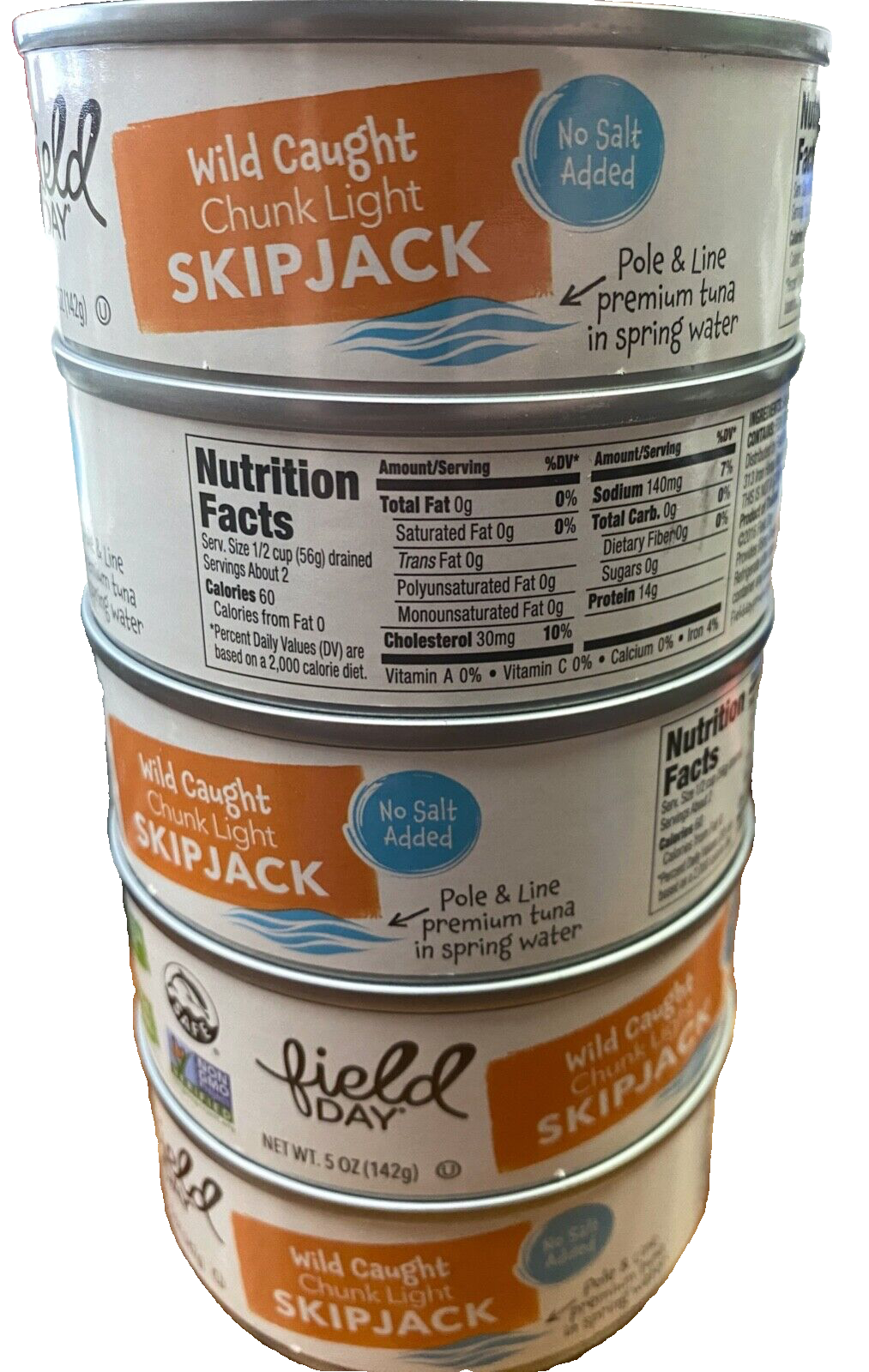 Field Day Wild Tuna Skipjack 5 Oz Can Non Gmo Sustainably Wild Caught 5 ...