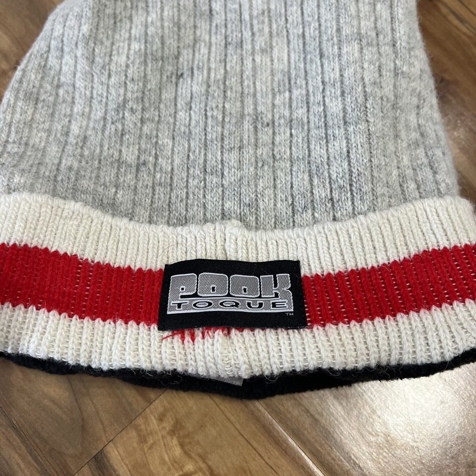 Pook Toque Kids Hat Gray Red and White Sock Hat Fleece Lining Sock ...