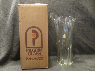 Large Vintage Pilgrim Glass Clear Vase w/ Box | eBay