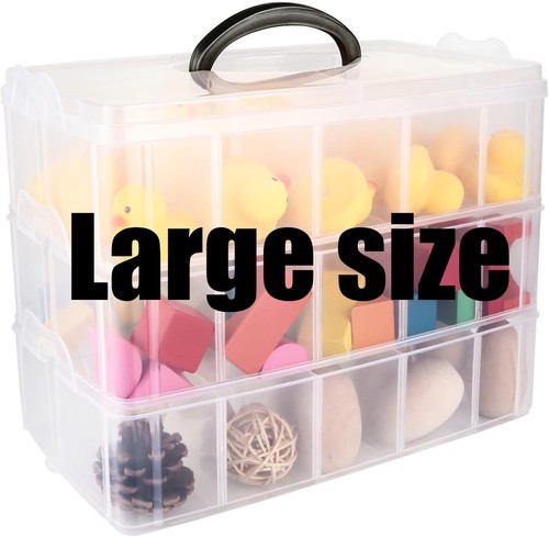 Large size Craft Storage Box with 30 Adjustable Compartments 3-Tier ...