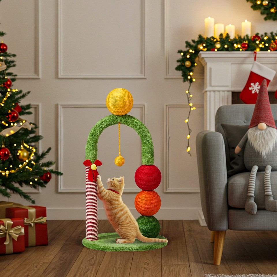 Christmas Cat Scratching Post Scratcher Indoor Playing Tower House for ...